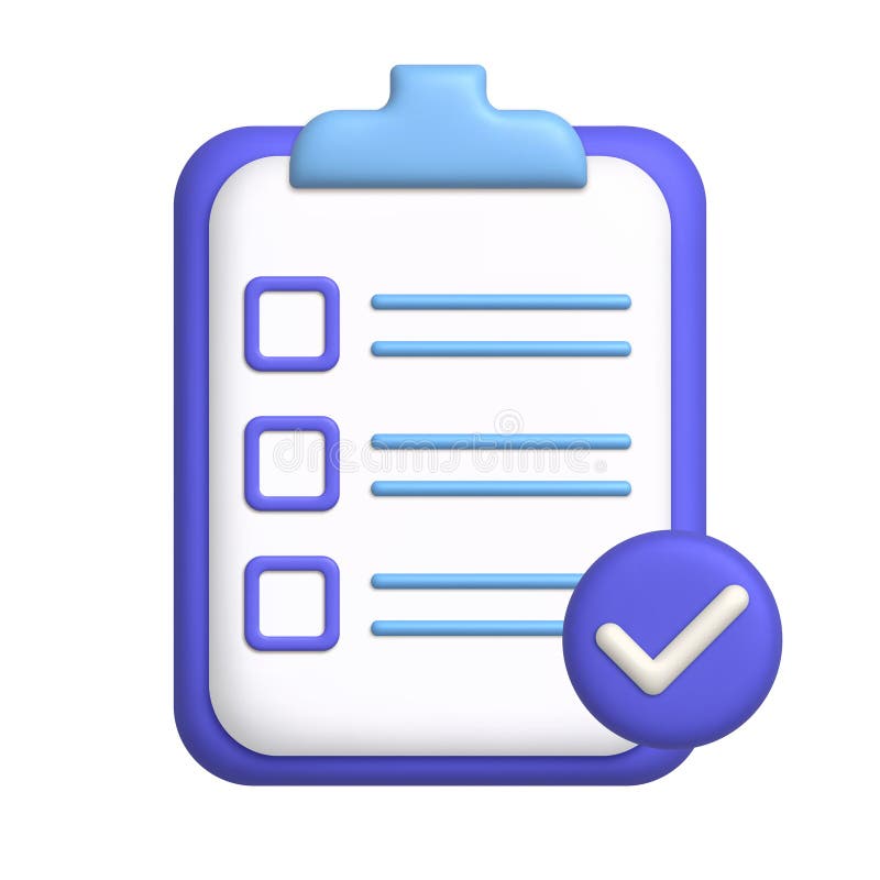 Document 3d Icon. Sheet of Paper on Clipboard. To-do List Concept with ...