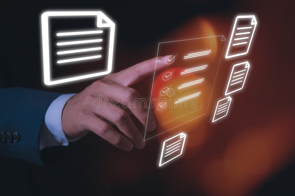 Document Data Management System Report HR Technology Concept Stock Photo - Image of examine ...
