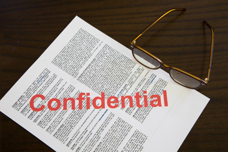 Confidential Document with Spectacles on Desk Stock Photo - Image of ...