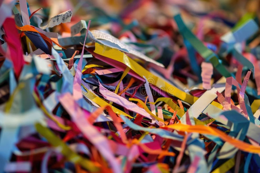 Document Destruction - Abstract Pattern of Shredded Paper Overflowing ...
