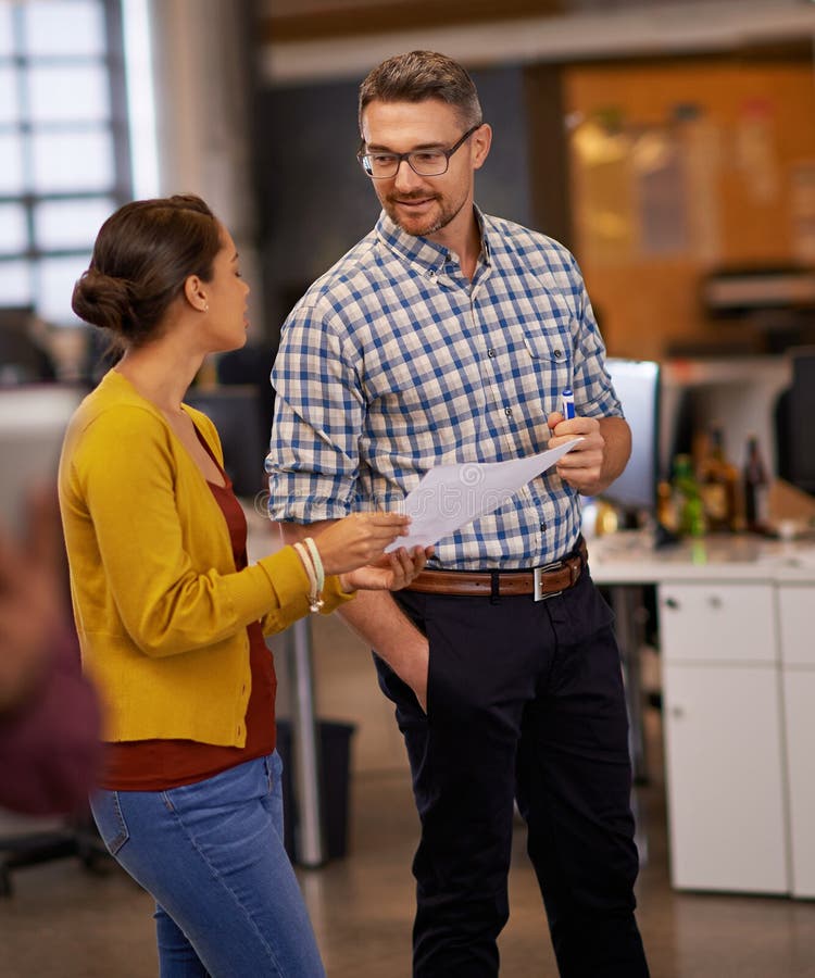 Document, Discussion and Business People Working on Project, Paperwork ...