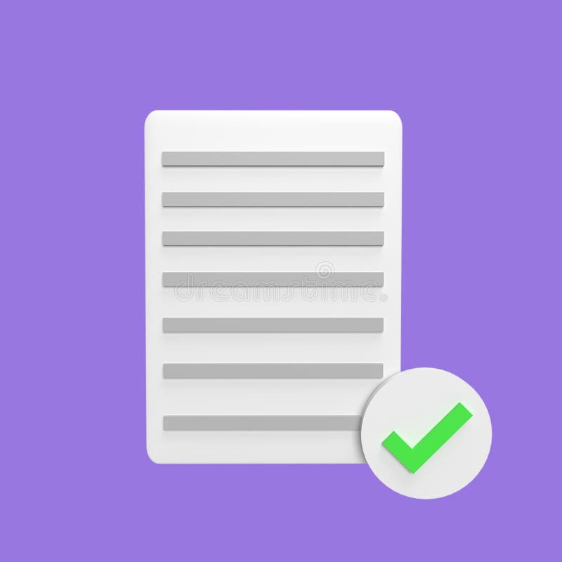 Document is Done 3d Icon Model Cartoon Style. Render Illustration Stock ...