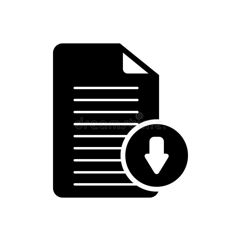 Black Solid Icon for Document, Download and App Stock Vector ...
