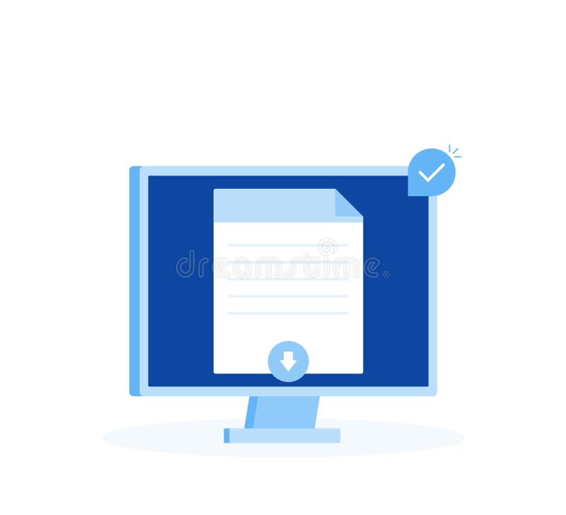 Document Download Button on Computer Screen. Document Icon and Desktop ...