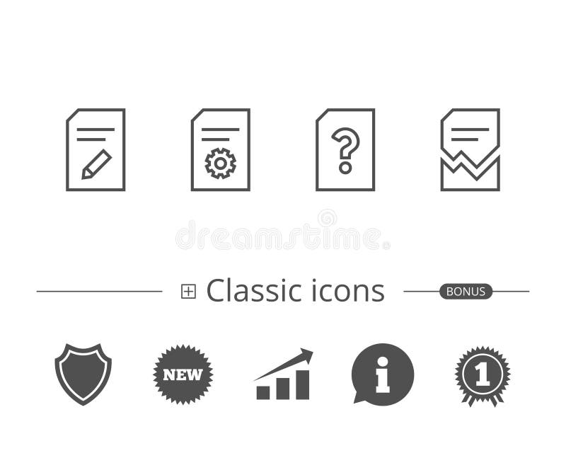 Document, Edit and Corrupt File Line Icons. Stock Vector - Illustration ...
