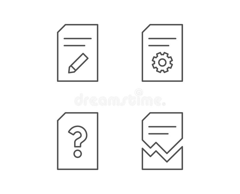 Document, Edit and Corrupt File Line Icons. Stock Vector - Illustration ...