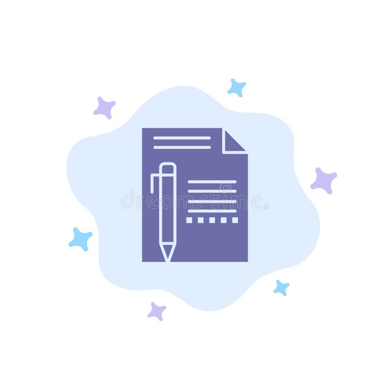Document, Edit, Page, Paper, Pencil, Write Blue Icon on Abstract Cloud ...