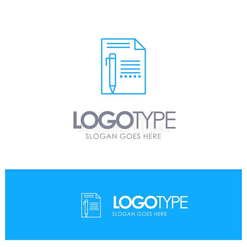 Document, Edit, Page, Paper, Pencil, Write Blue OutLine Logo with Place ...