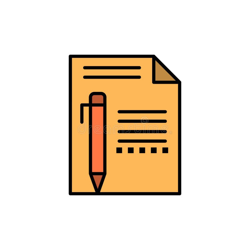 Document, Edit, Page, Paper, Pencil, Write Flat Color Icon. Vector Icon ...