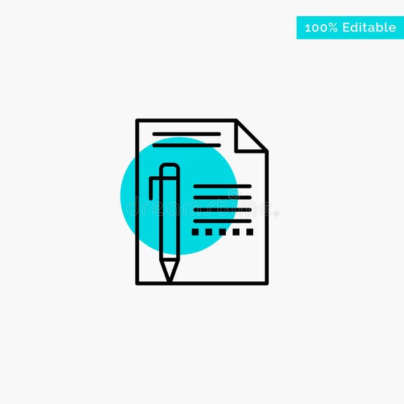 Document, Edit, Page, Paper, Pencil, Write Turquoise Highlight Circle ...