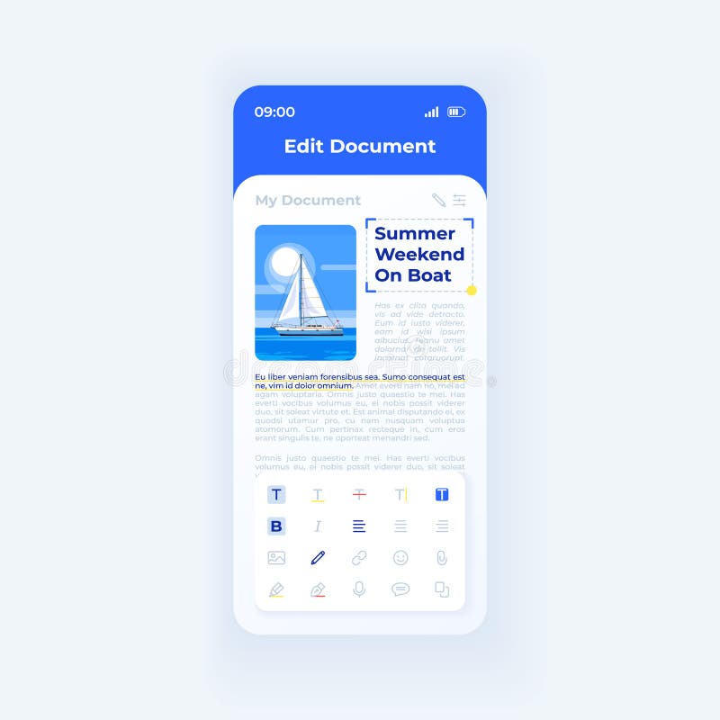 Document Editing Smartphone Interface Vector Template Stock Vector ...