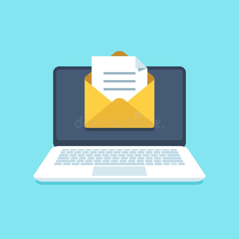 Document Email on Notebook. Mail Letter with Documents for Signing on ...