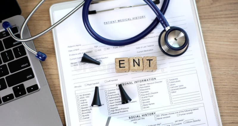 Document for ENT Medical Consultation Accompanied by a Stethoscope for ...
