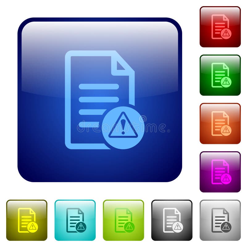 Document Error Color Square Buttons Stock Vector - Illustration of ...