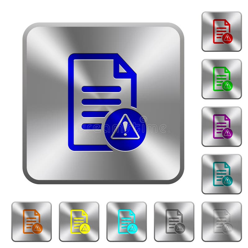 Document Error Rounded Square Steel Buttons Stock Vector - Illustration ...