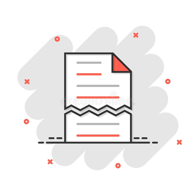 Document Error Icon in Comic Style. Broken Report Cartoon Vector ...