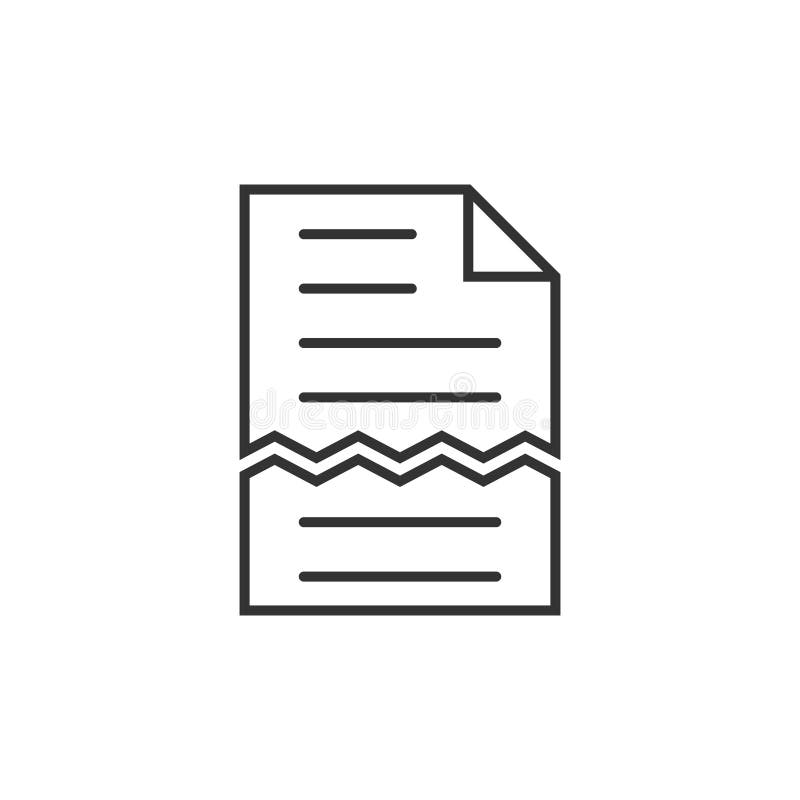 Document Error Icon in Flat Style. Broken Report Vector Illustration on ...