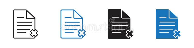 Document Error Icon Linear Graphics Set Vector in Black Stock ...