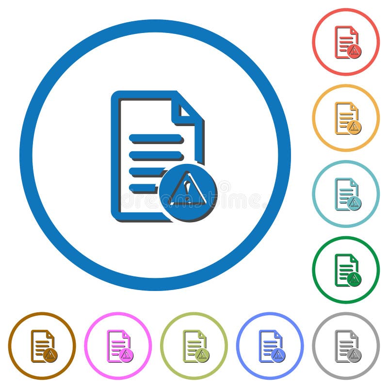 Document Error Icons with Shadows and Outlines Stock Vector ...