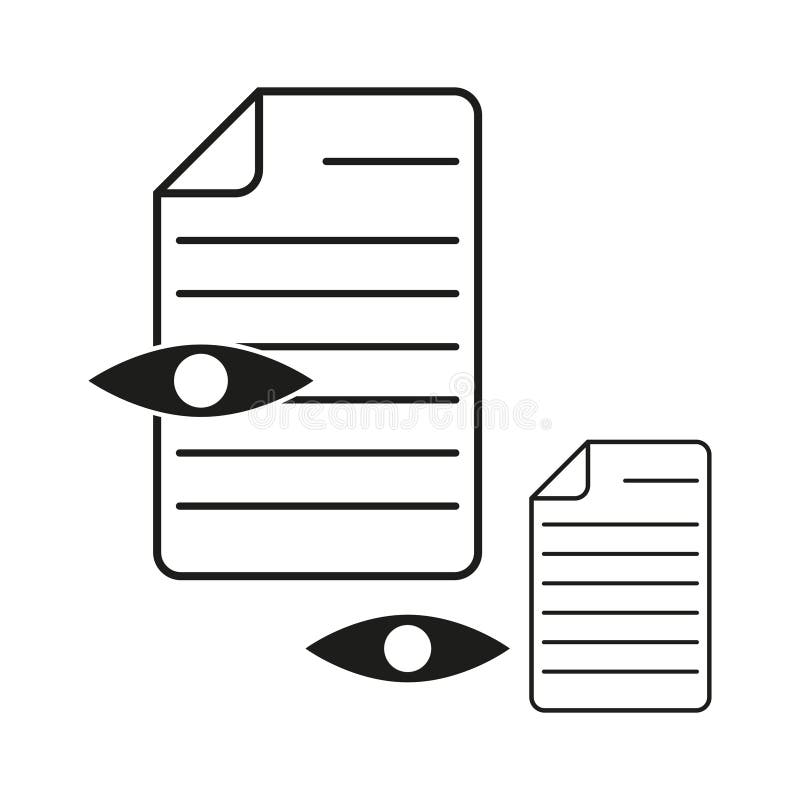 Document with Eye. File Visibility Icon. Privacy Check Symbol. Black ...