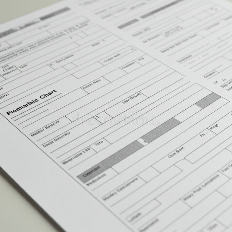 Document Featuring a Form Layout with Various Sections and Labeled ...