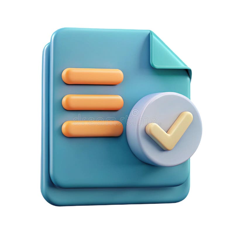 Document File with Approved Check Mark on Computer Screen. 3d Vector ...