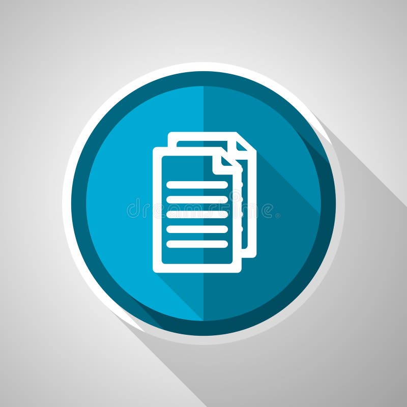 Document, File, Copy Symbol, Flat Design Vector Blue Icon with Long ...
