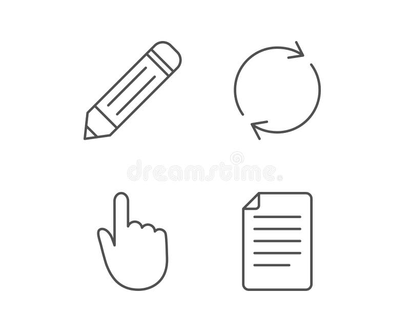 Document File, Edit and Refresh Line Icons. Stock Vector - Illustration ...