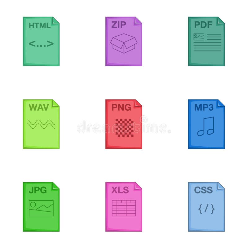 Document File Format Icons Set, Cartoon Style Stock Vector ...