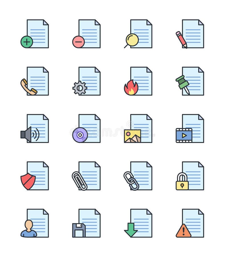 File Document Color Line Icon on White Background - Vector Illustration ...