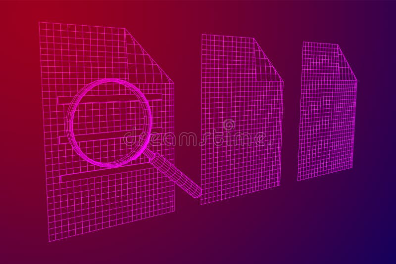 Document File with Magnifying Glass Stock Vector - Illustration of ...