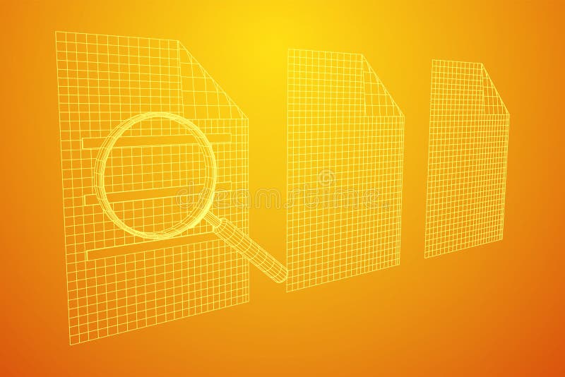 Document File with Magnifying Glass Stock Vector - Illustration of ...