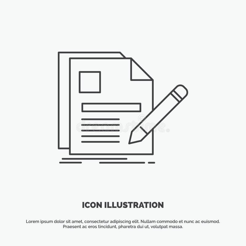 Document, File, Page, Pen, Resume Icon. Line Vector Gray Symbol for UI ...