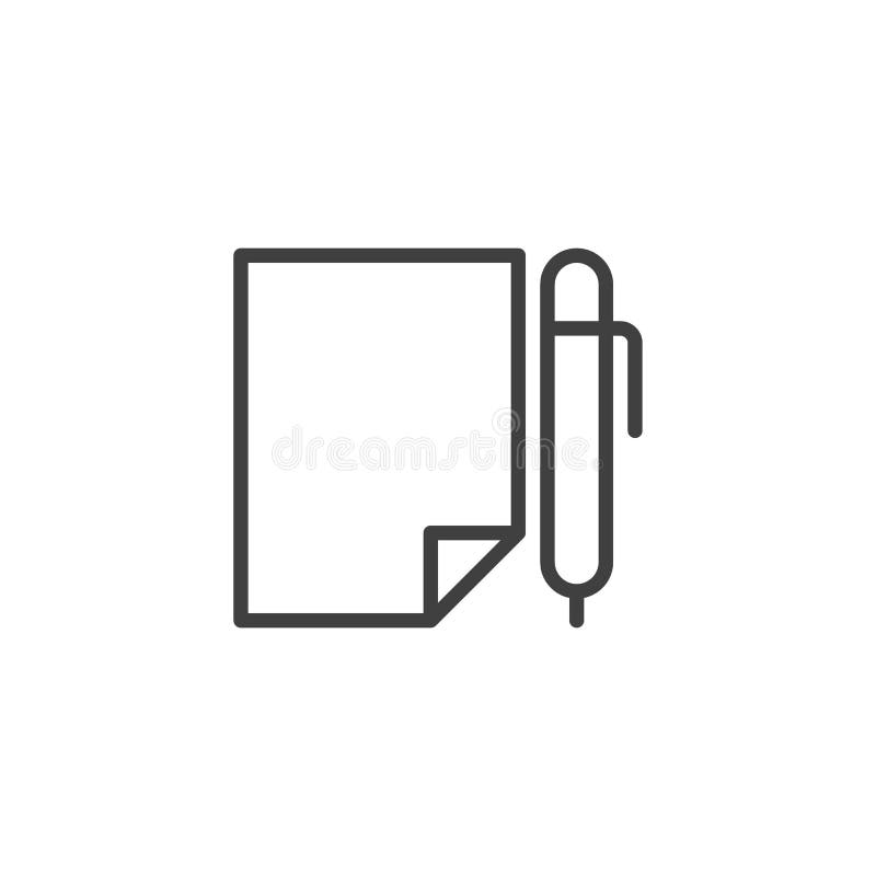 Document File with Pen Line Icon Stock Vector - Illustration of office ...