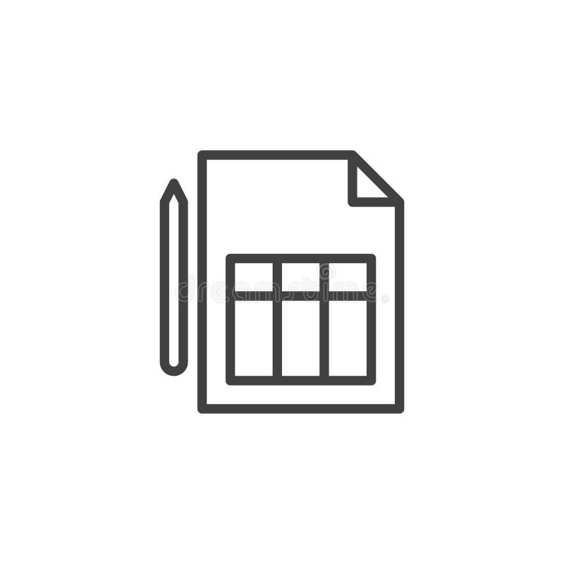 Document File and Pen Outline Icon Stock Vector - Illustration of form ...