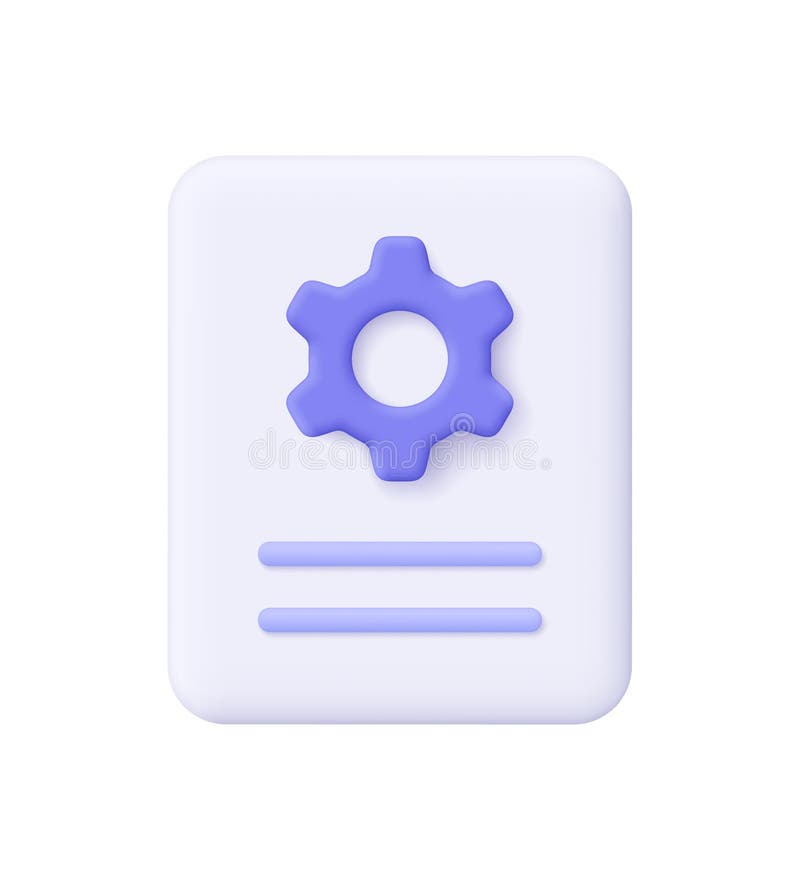 Document File with Purple Gear. Settings, Configuration, Technical Documentation, System ...