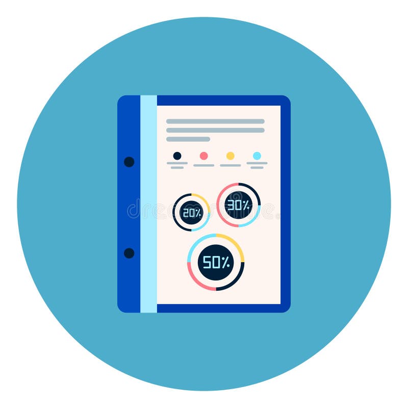 Document File with Report Diagrams Icon on Blue Round Background Stock ...
