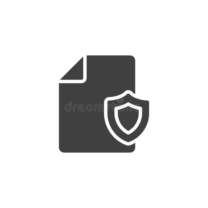 Document File with Shield Vector Icon Stock Vector - Illustration of ...