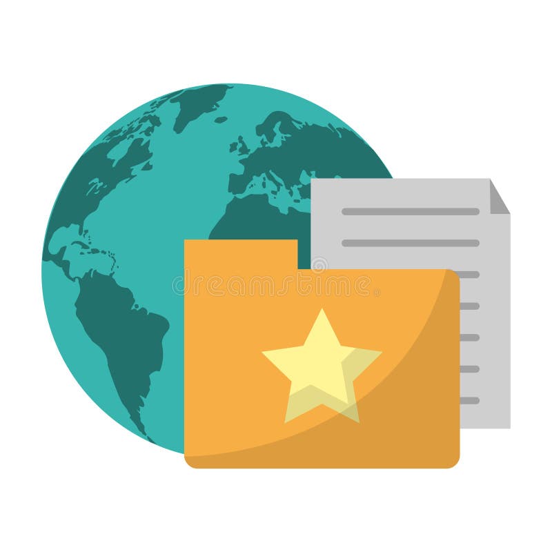 Document with File and World Symbol Stock Vector - Illustration of sign ...