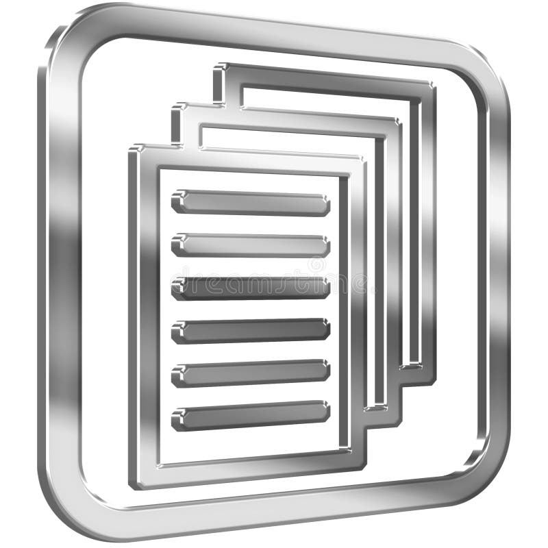 Document Files 3D Icon with Silver Metallic Effect Stock Photo ...