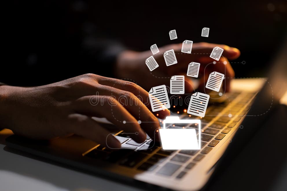 Document Flow in the Company, Paperless Tech. E-document Management Stock Image - Image of ...