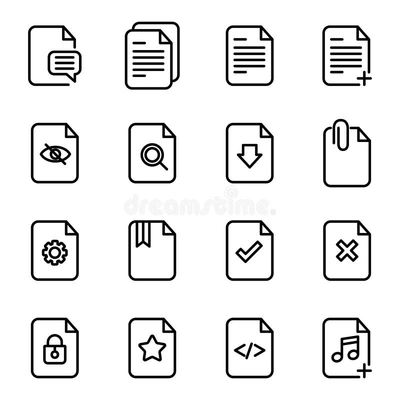 Document Flow Management Vector Line Icons. Stock Vector - Illustration ...
