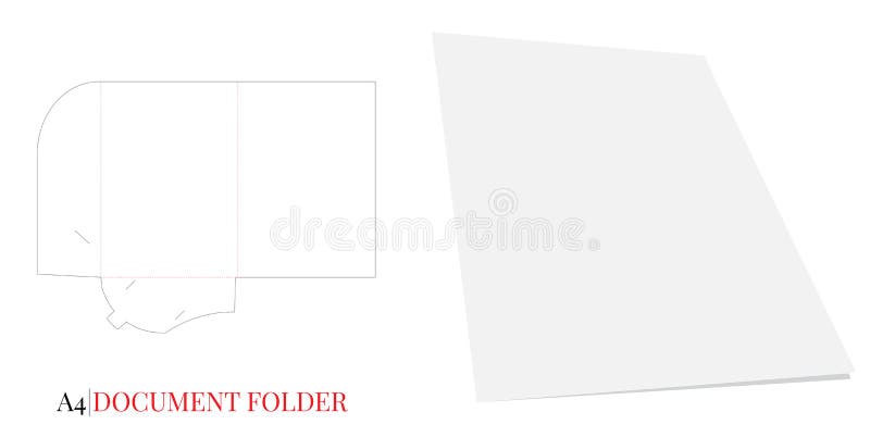 Document Folder Template A4. Vector with Die Cut Layers. White, Clear ...