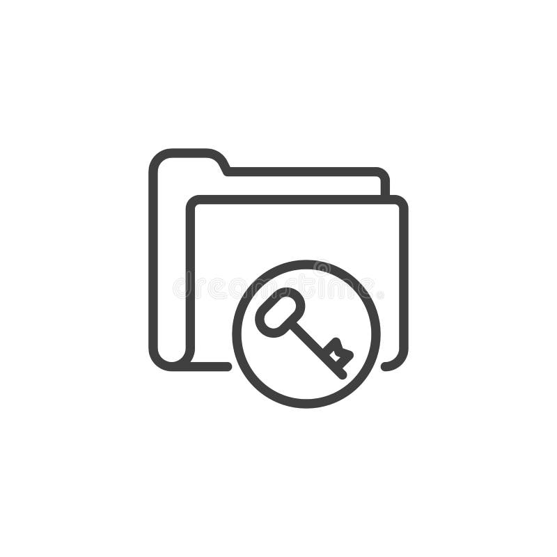 Document Folder Access Key Line Icon Stock Vector - Illustration of ...