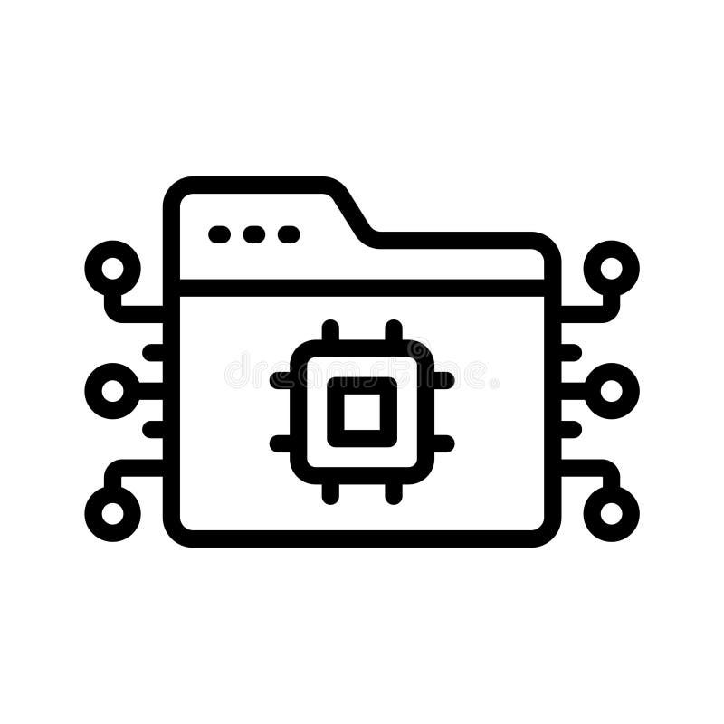 A Document Folder with AI Nodes, Concept Icon of Document Management Stock Vector - Illustration ...