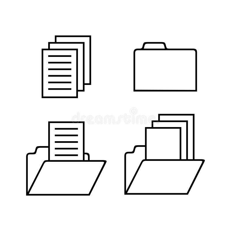 Document Folder Icons. File Management Symbols. Simple Line ...