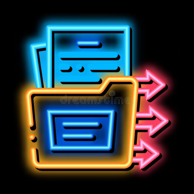 Document in Folder Neon Glow Icon Illustration Stock Vector ...