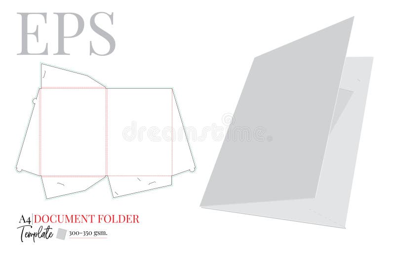 Document Folder A4 with Handle Template, Paper Briefcase. Vector with ...