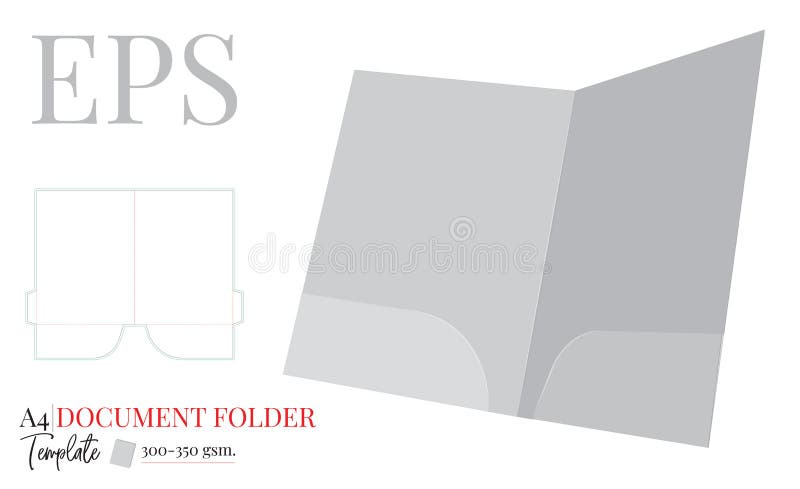 Document Folder Template. Vector with Die Cut / Laser Cut Layers. Two ...