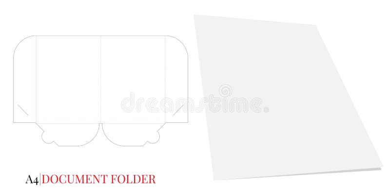 Document Folder A4 with Handle Template, Paper Briefcase. Vector with ...